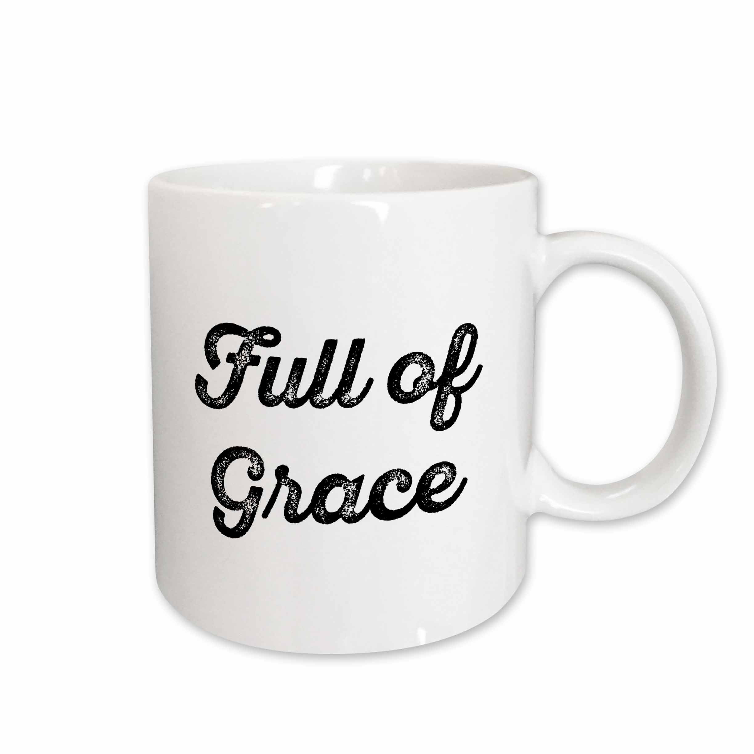 3drose, Full of Grace Written in Black Distressed Cursive on White ...