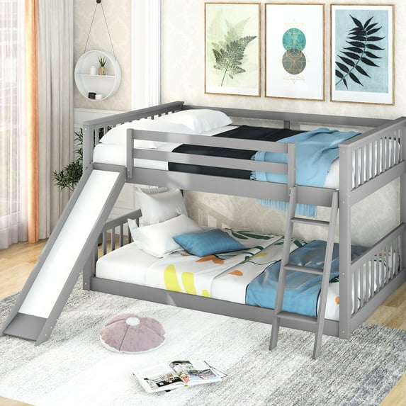Full Over Bunk Bed, Gray - With Lightweight And Foldable Slide Bed ...