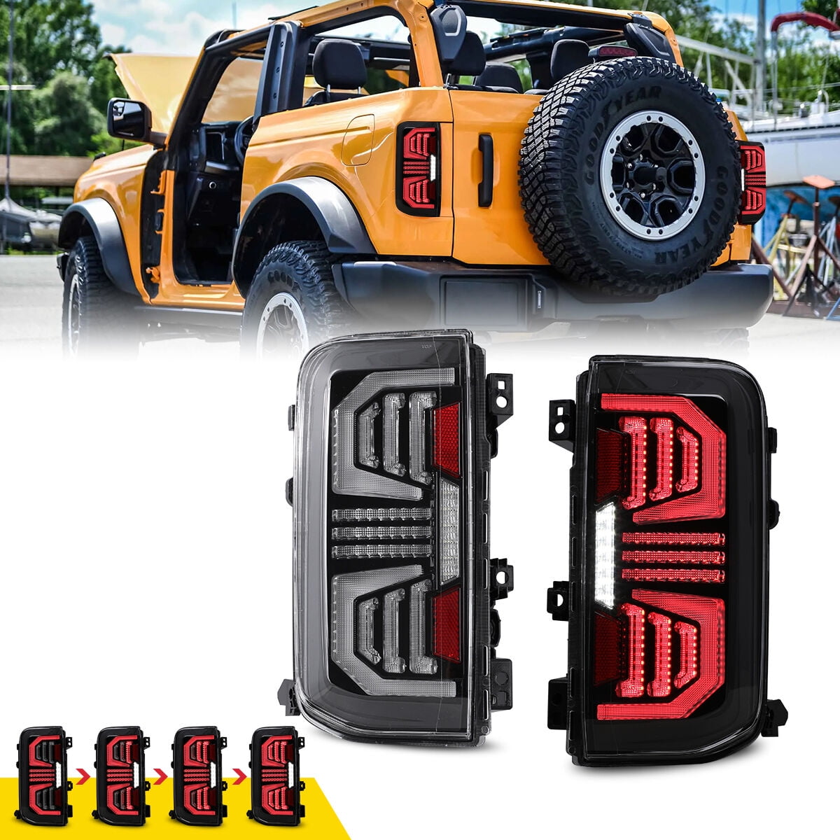 Full Pair LED Tail Lights Brake Lamps fit for 2021-2025 Ford Bronco 2 ...