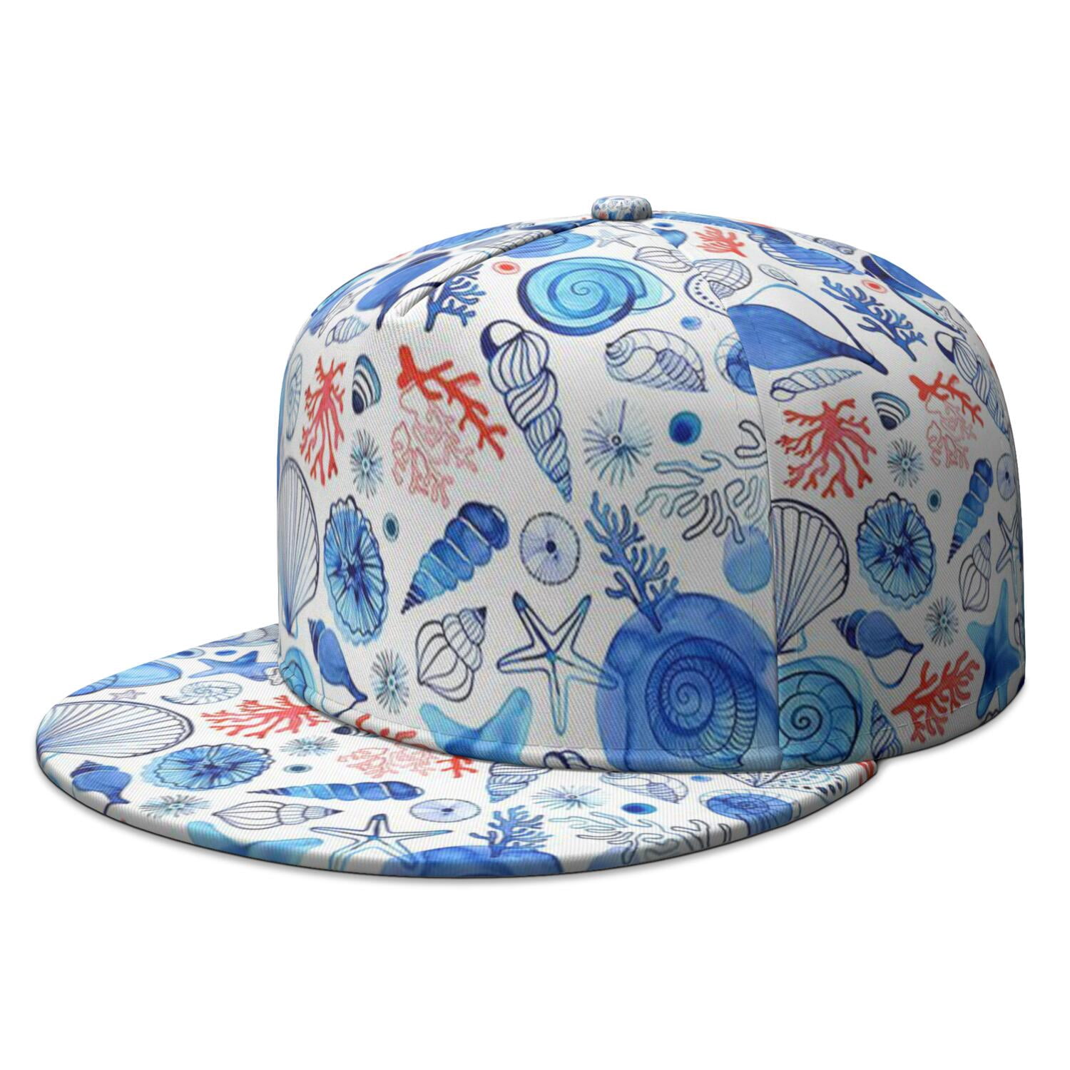 Full Panel Cap - Starfish Marine Life Ocean Theme Snapback Hat with ...