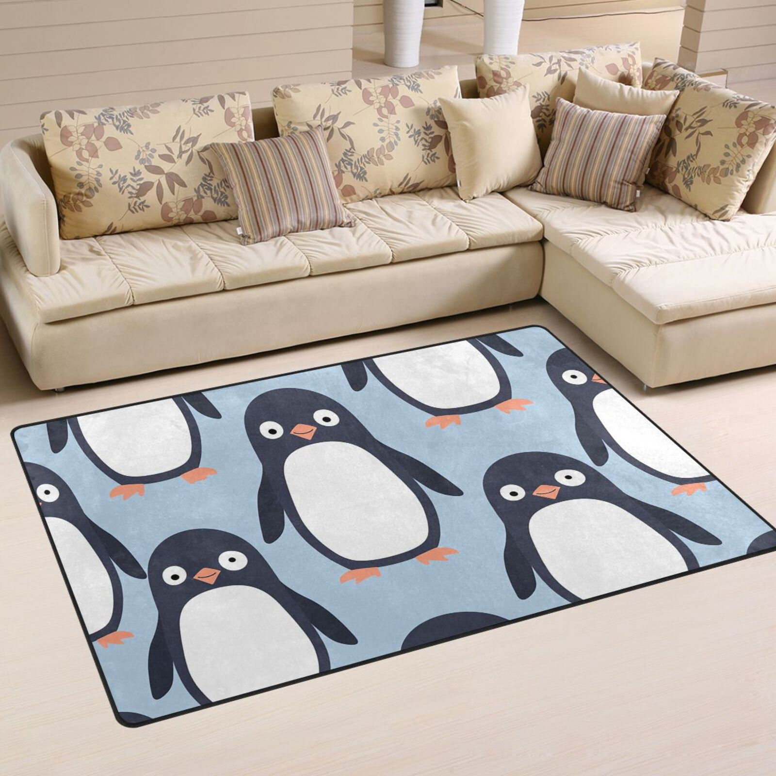 Full Penguins Area Rug Washable Floor Carpet Mat 60 x 39 inch for ...