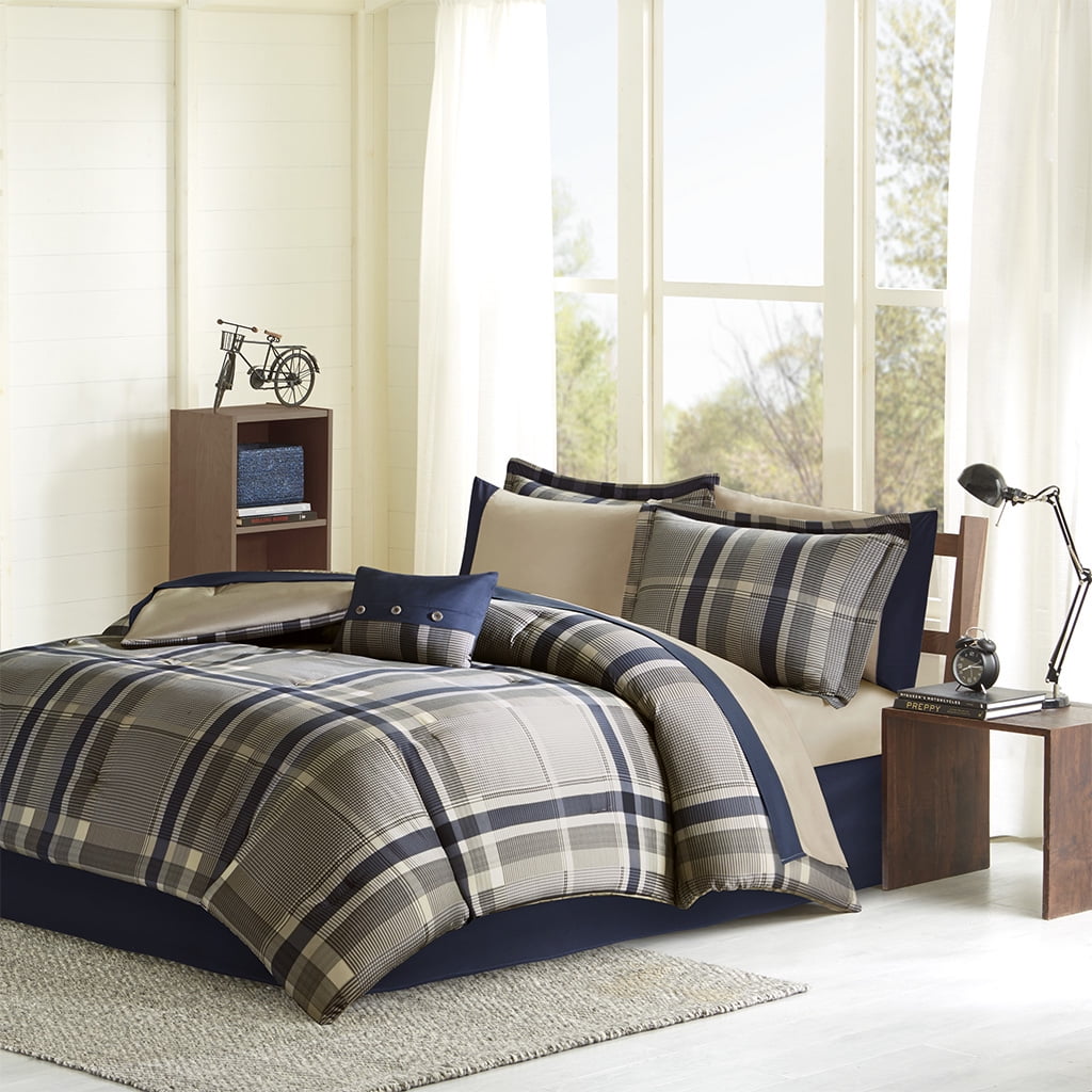 Full Plaid Comforter Set with Bed Sheets - Walmart.com