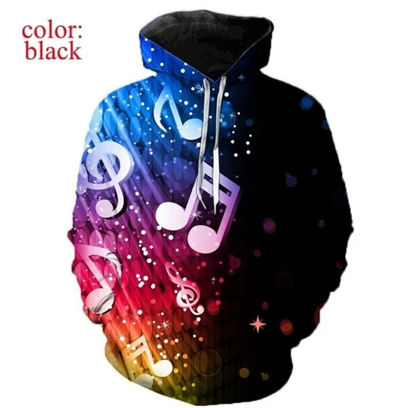 Full Print Music Note Graphic Hoodies For Men Casual Loose Oversized ...