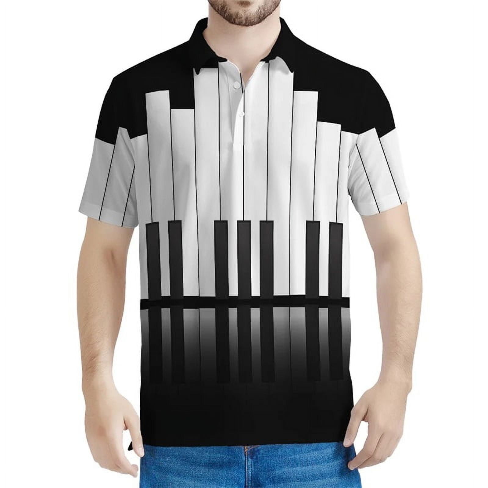 Full Print Piano Keyboard Pattern Polo Shirt 3d Short Sleeve Plus Size ...