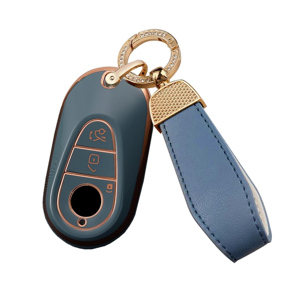 Full Protection Soft TPU Golden-Edge Smart Key Cover for Mercedes Benz ...