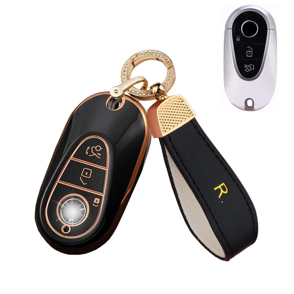 Full Protection Soft TPU Golden-Edge Smart Key Cover for Mercedes Benz ...