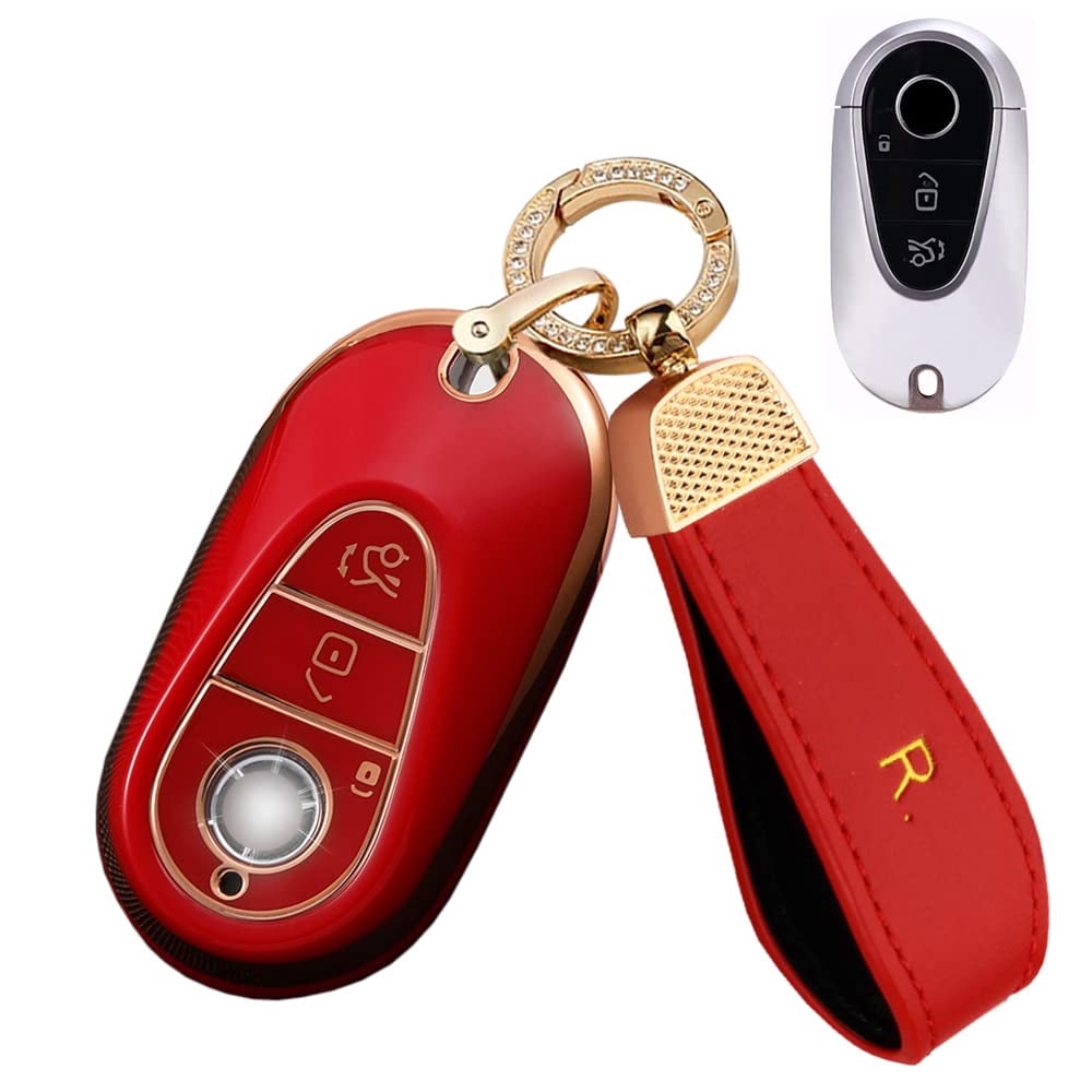 Full Protection Soft TPU Golden-Edge Smart Key Cover for Mercedes Benz ...