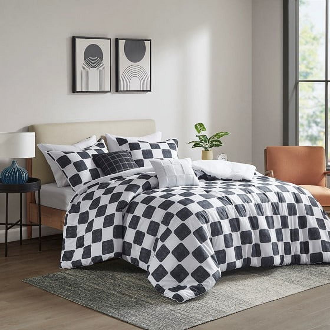 Full/Queen Checkered Comforter Set - Walmart.com