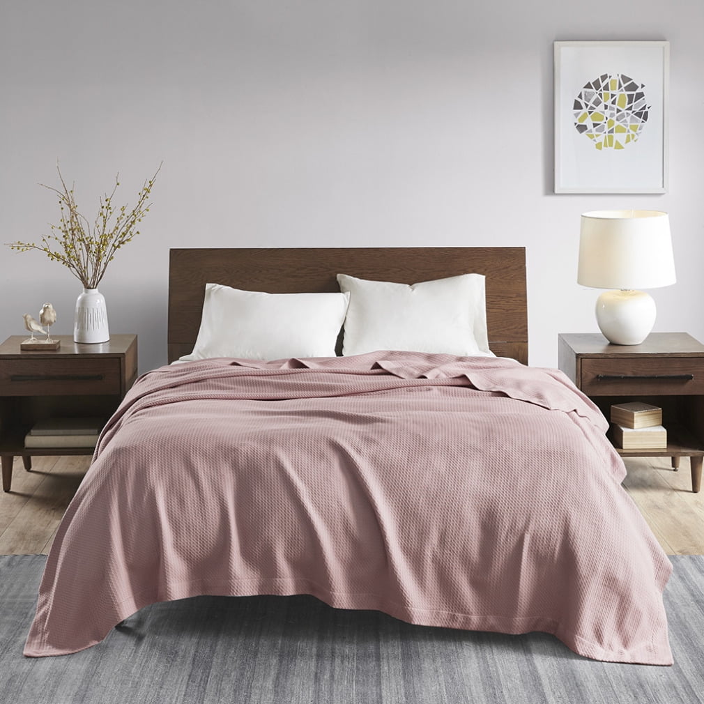 Full/Queen Cotton Thermal Blanket, Breathable Bed Blanket, All Season ...