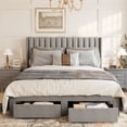 Full/Queen/King Size Bed Frame with 2 Drawer Storage,Vertical Tufted ...