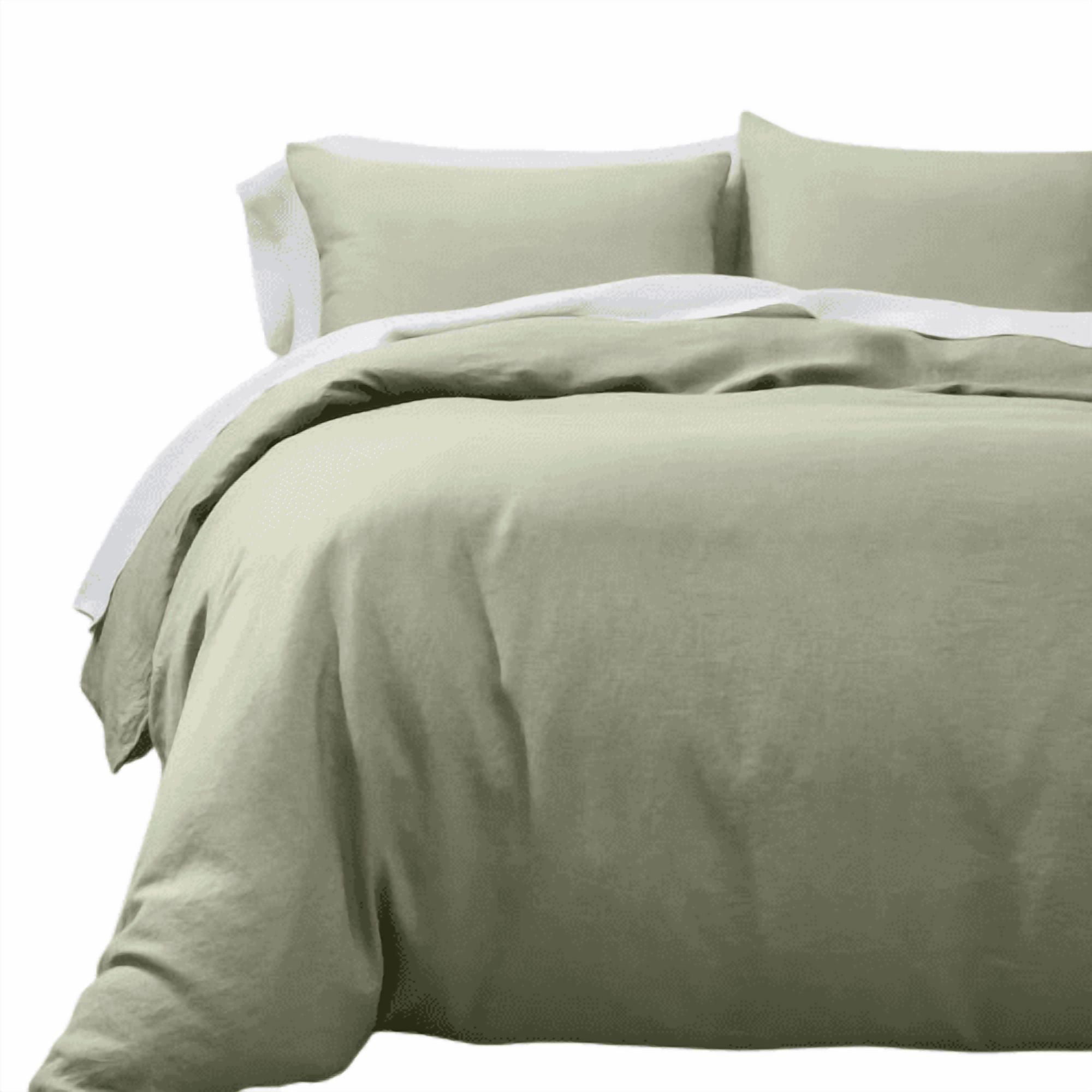 Full Queen Linen Duvet & Sham Set Sage Green Casaluna - Walmart.com