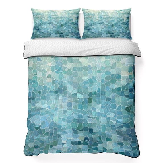 Full Quilt Bedding Set Abstract Glass Shard Splicing Breathable Summer ...