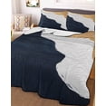 Full Quilt Bedding Set, Abstract Ocean Wave Lightweight Coverlet Summer ...