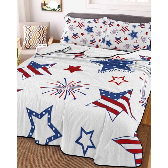 Full Quilt Bedding Set Independence Day Patriotic USA Flag Summer Quilt ...
