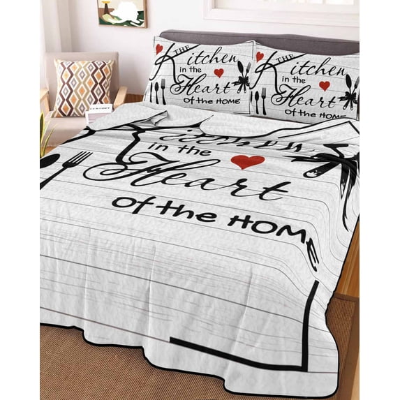 Full Quilt Bedding Set Kitchen in The Home Words Summer Quilt ...