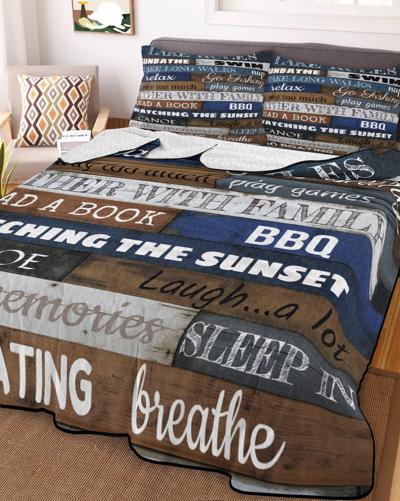 Full Quilt Bedding Set Motivational Inspirational Happiness Quotes ...
