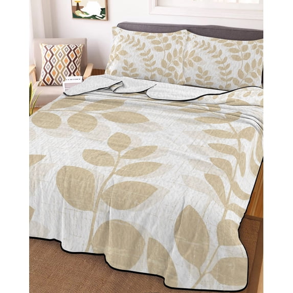 Full Quilt Bedding Set Natural Foliage Branch Beige Summer Quilt ...