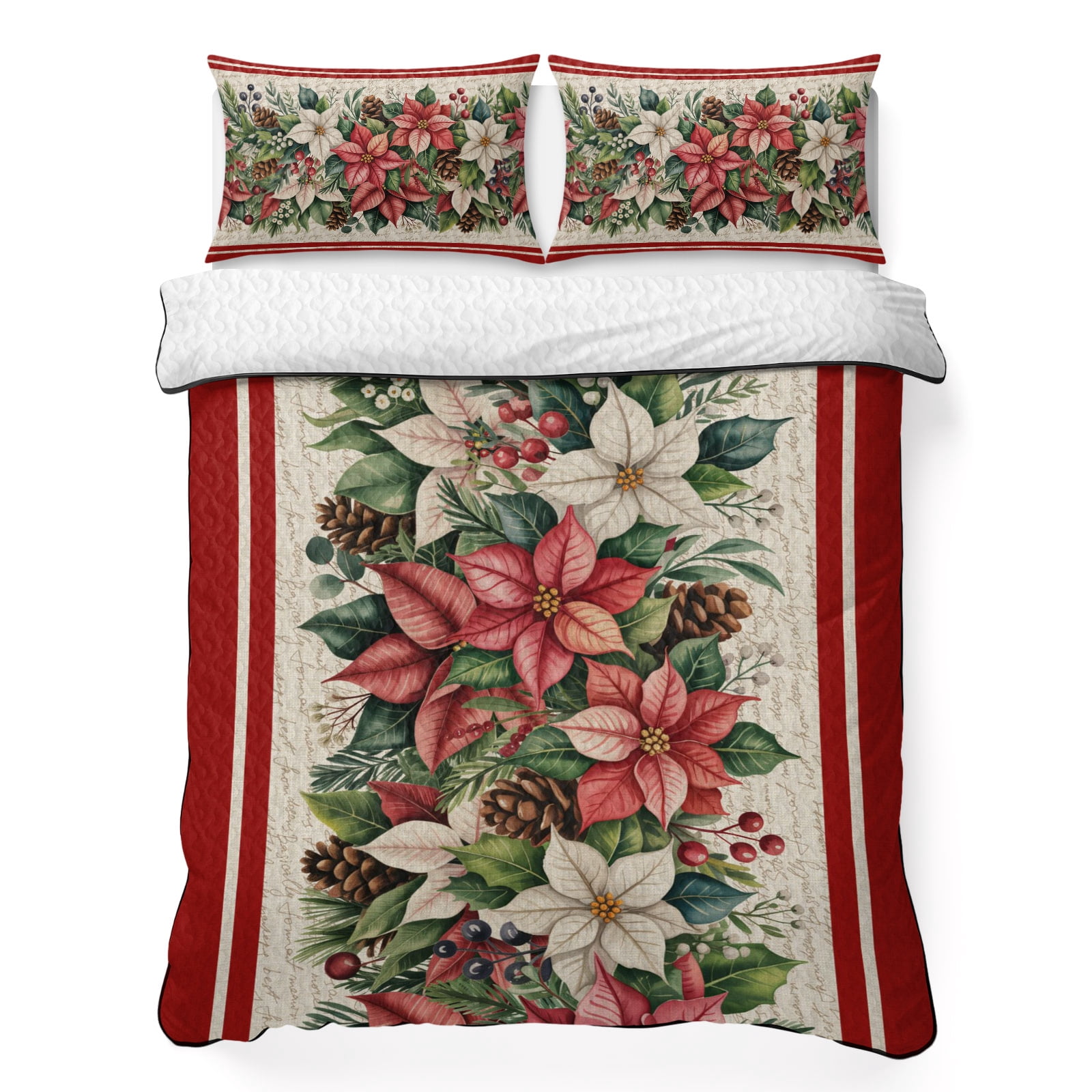Full Quilt Set, Rustic Flower Berry Leaf Lightweight Quilt Sets Summer ...