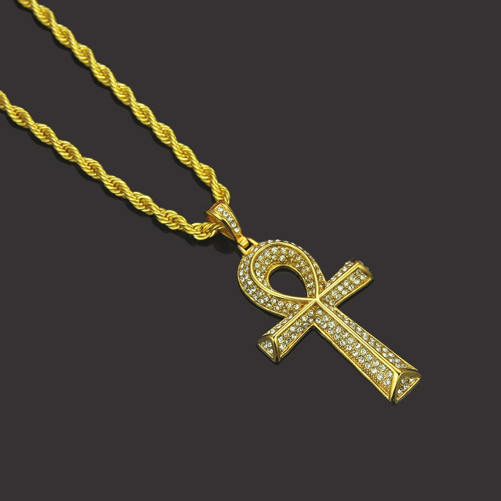 Full Rhinestone Paved Bling Ice Out Egyptian Ankh Cross Pendants ...