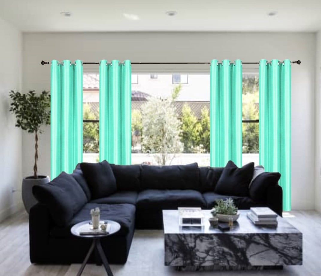 Full Room Darkening 100% Blackout Curtain set of 2 Panels Mint Color ...