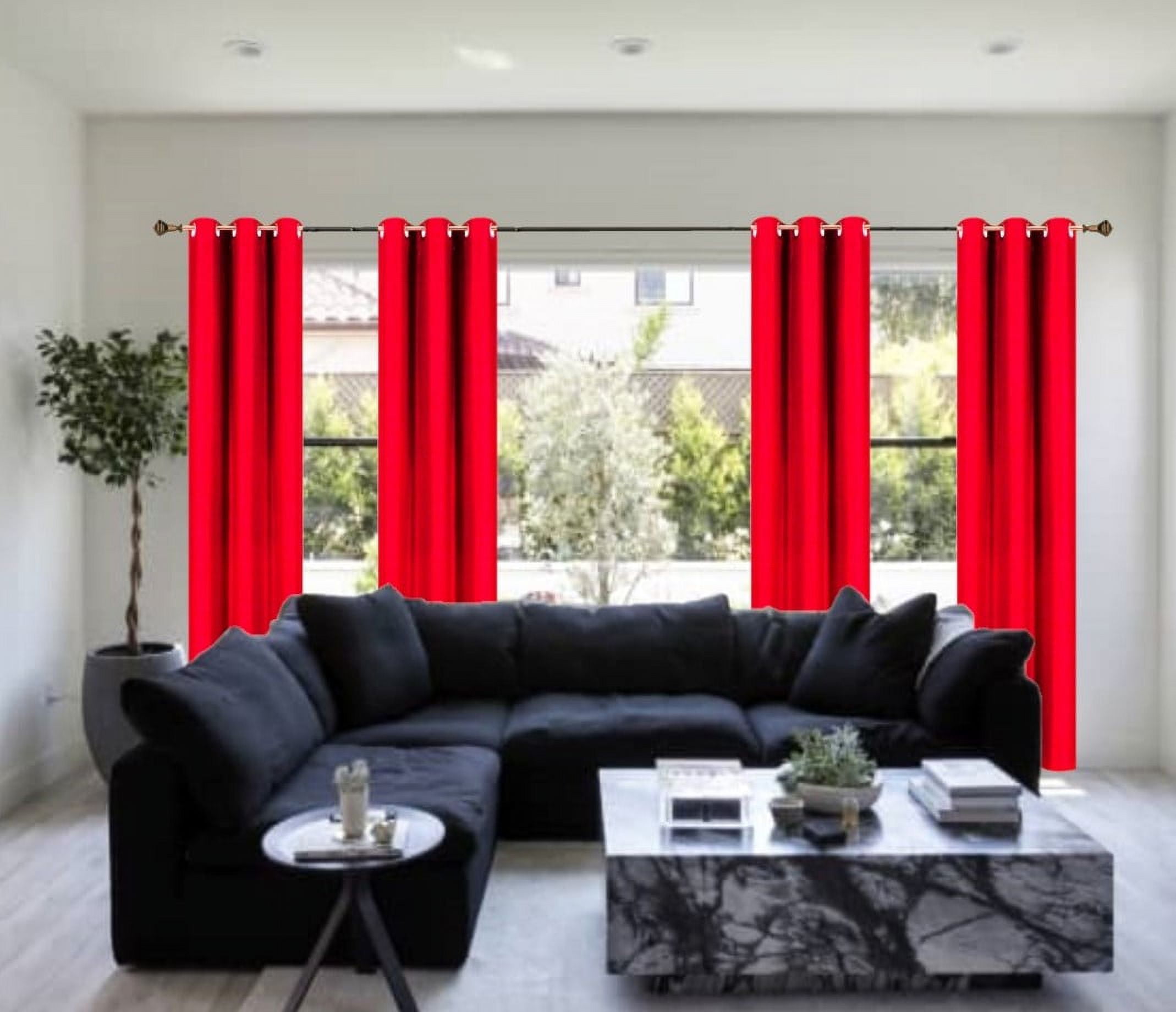 Full Room Darkening 100% Blackout Curtain set of 2 Panels Red Color Top ...