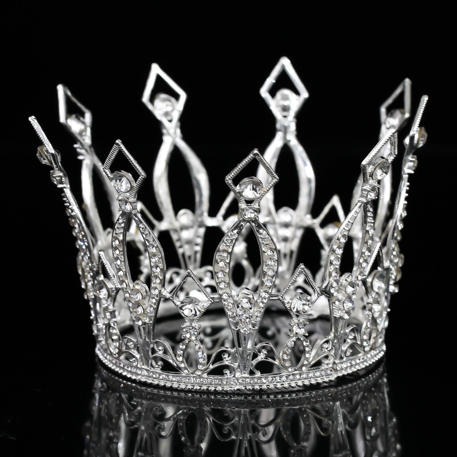 Full Round Crowns for Women, Crystal Rhinestone Tiara, Wedding Crowns ...
