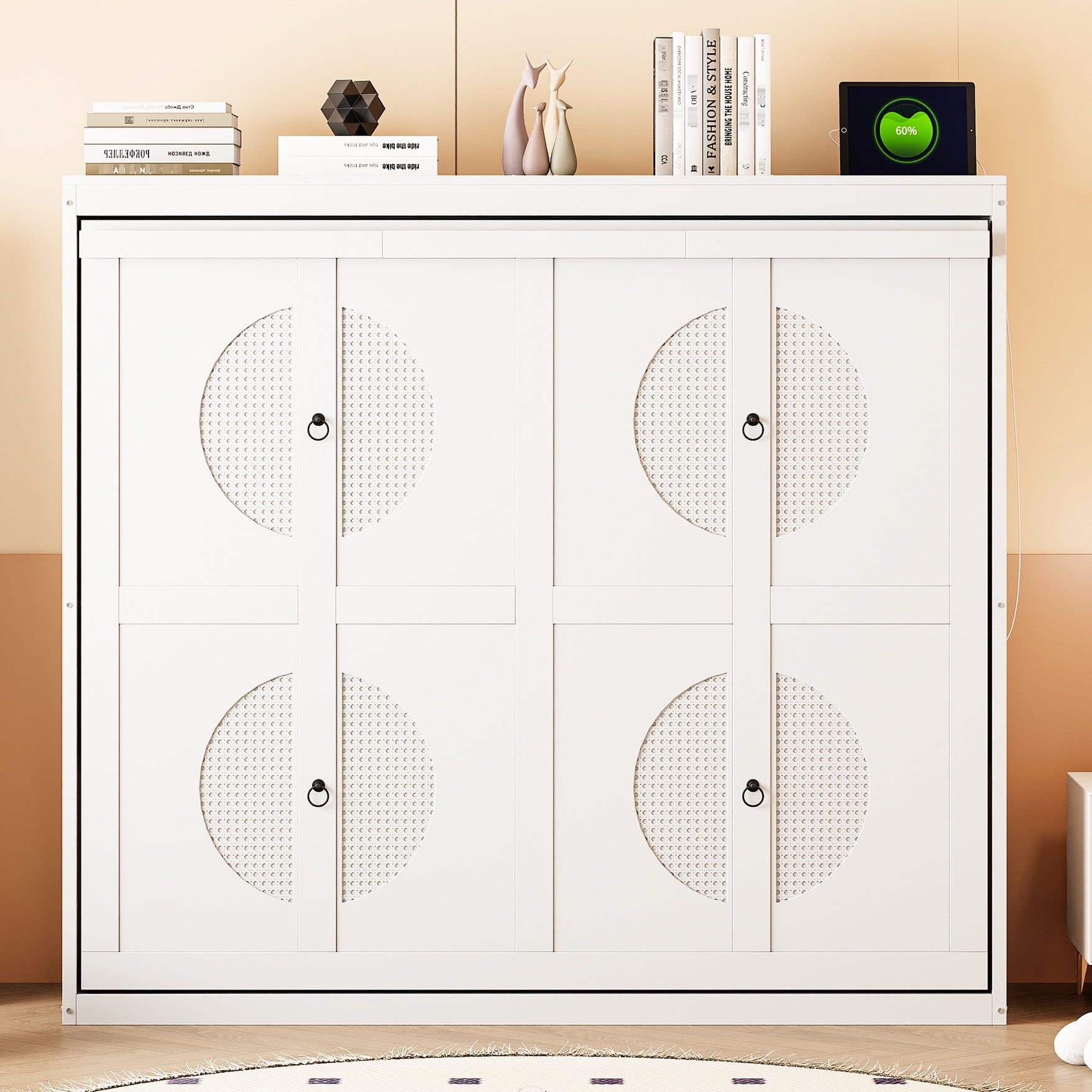 Full-Scale Murphy Bed / White, No Box Spring Needed / Ideal for Guest ...