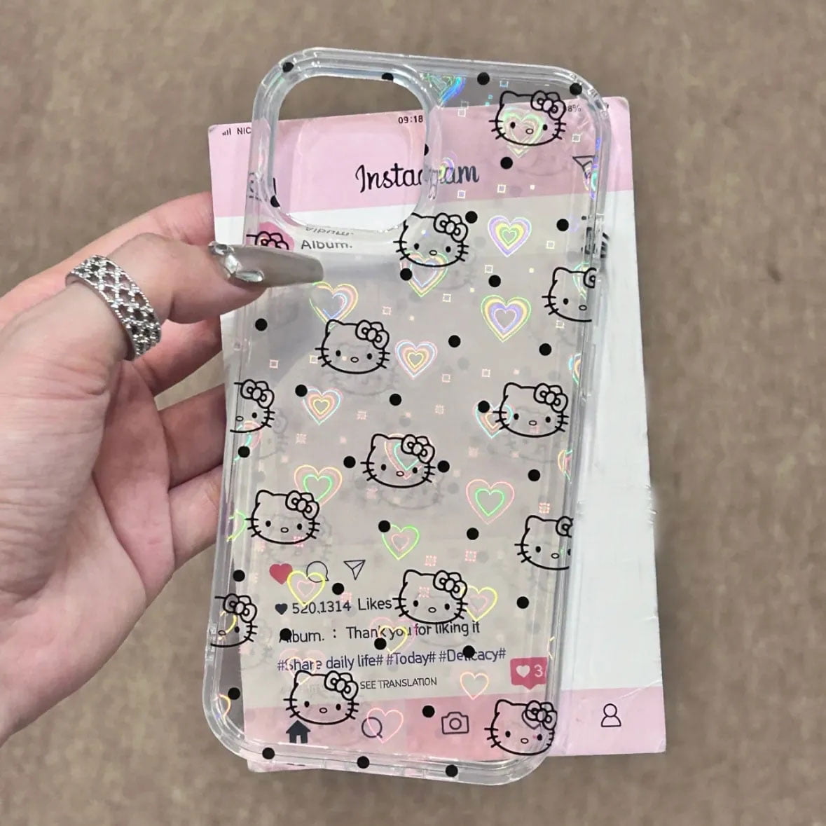 Full Screen Hello Kitty Black Dot Line KT Phone Case For iPhone 16 15 ...