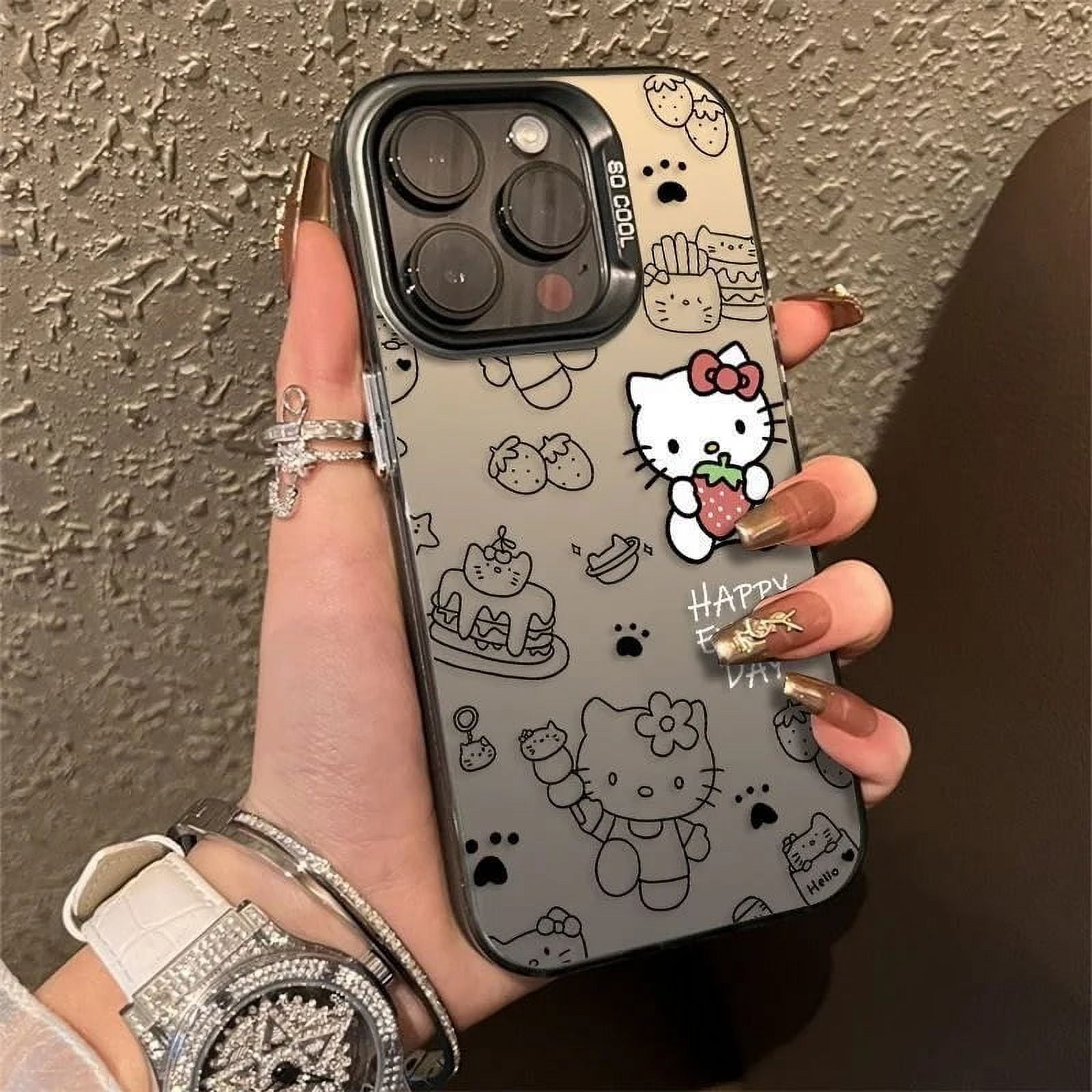 Full Screen Hello Kitty Strawberry Cake Phone Case For iPhone 16 15 14 ...