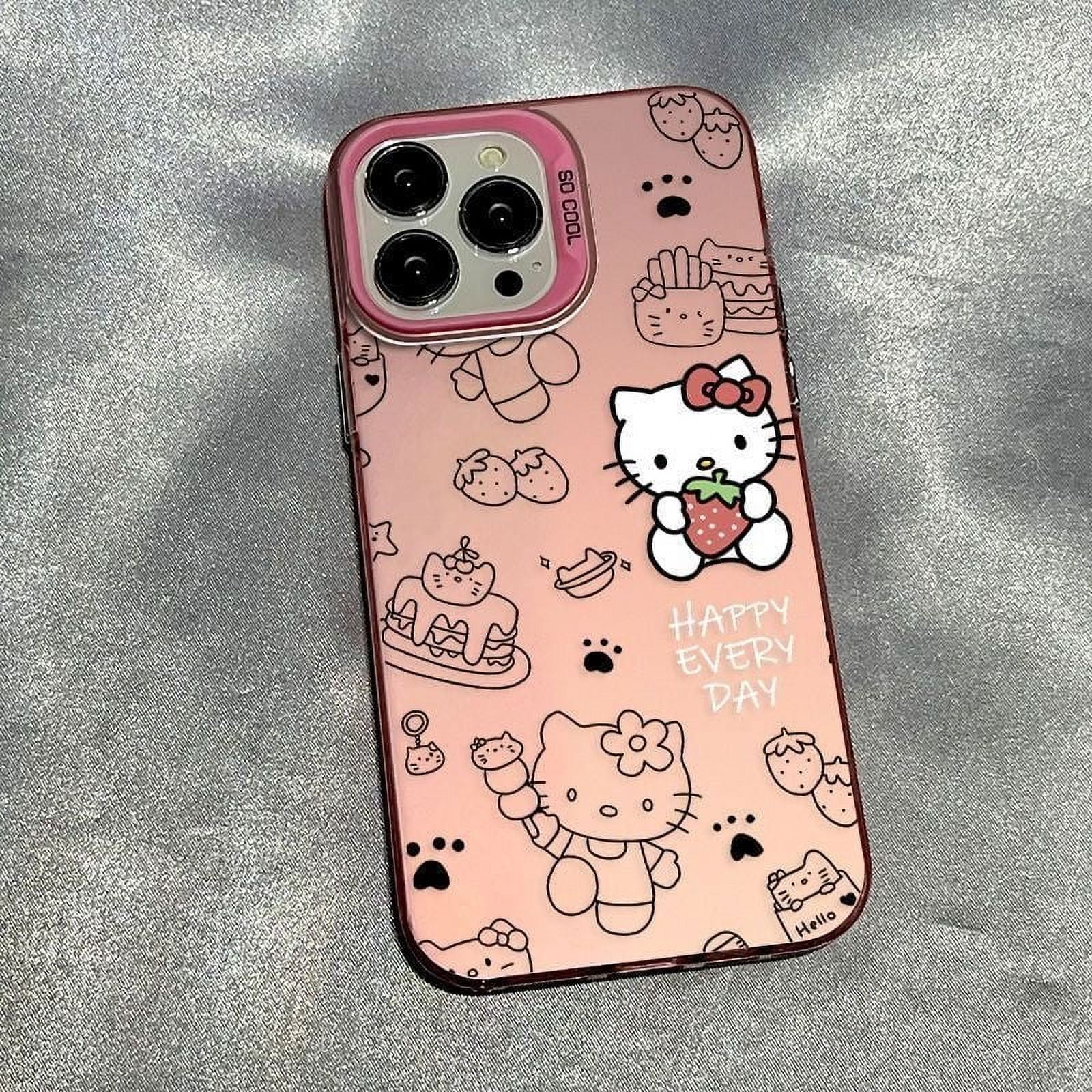 Full Screen Hello Kitty Strawberry Cake Phone Case For iPhone 16 15 14 ...