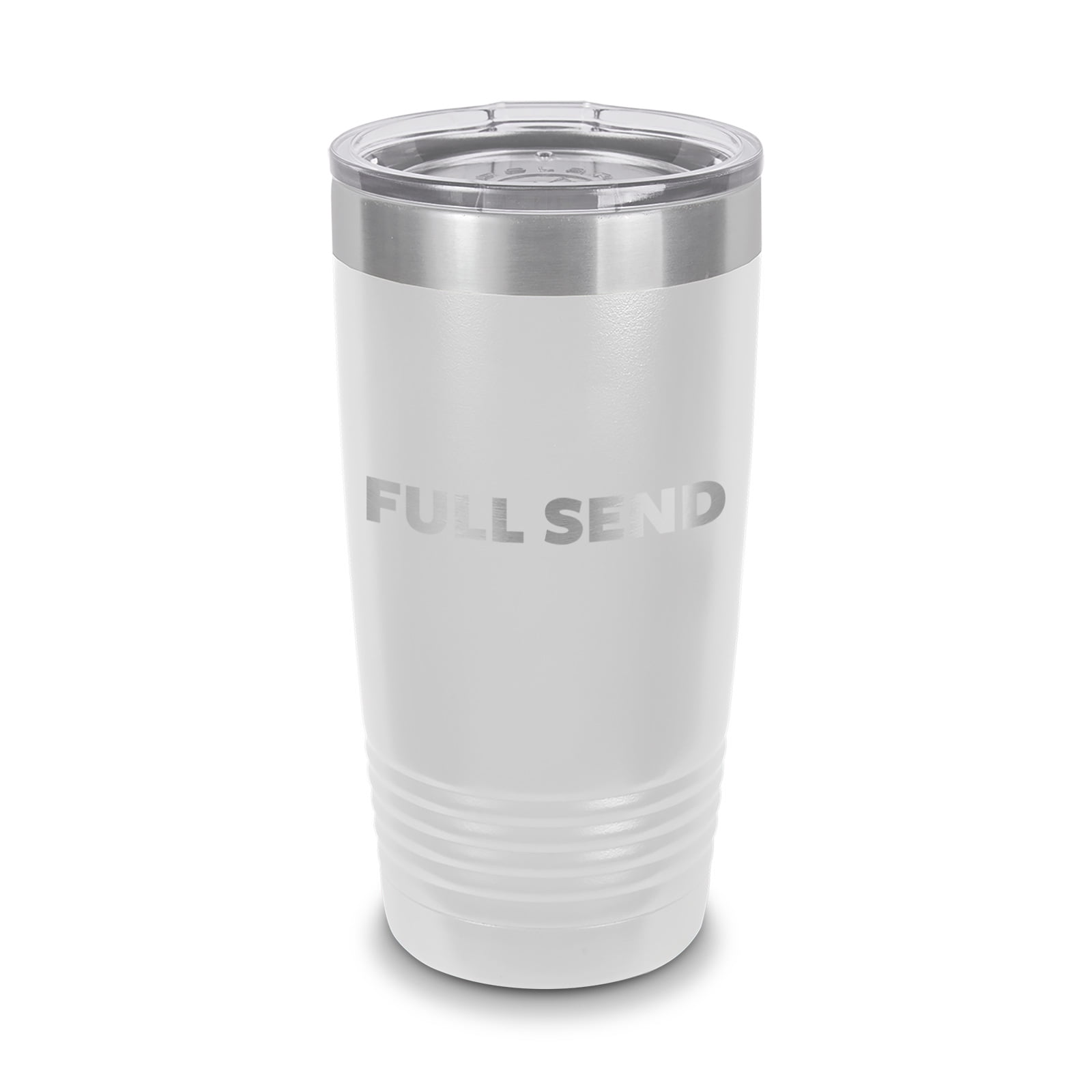 Full Send Tumbler 20 oz - Laser Engraved w/ Clear Lid - Stainless Steel ...