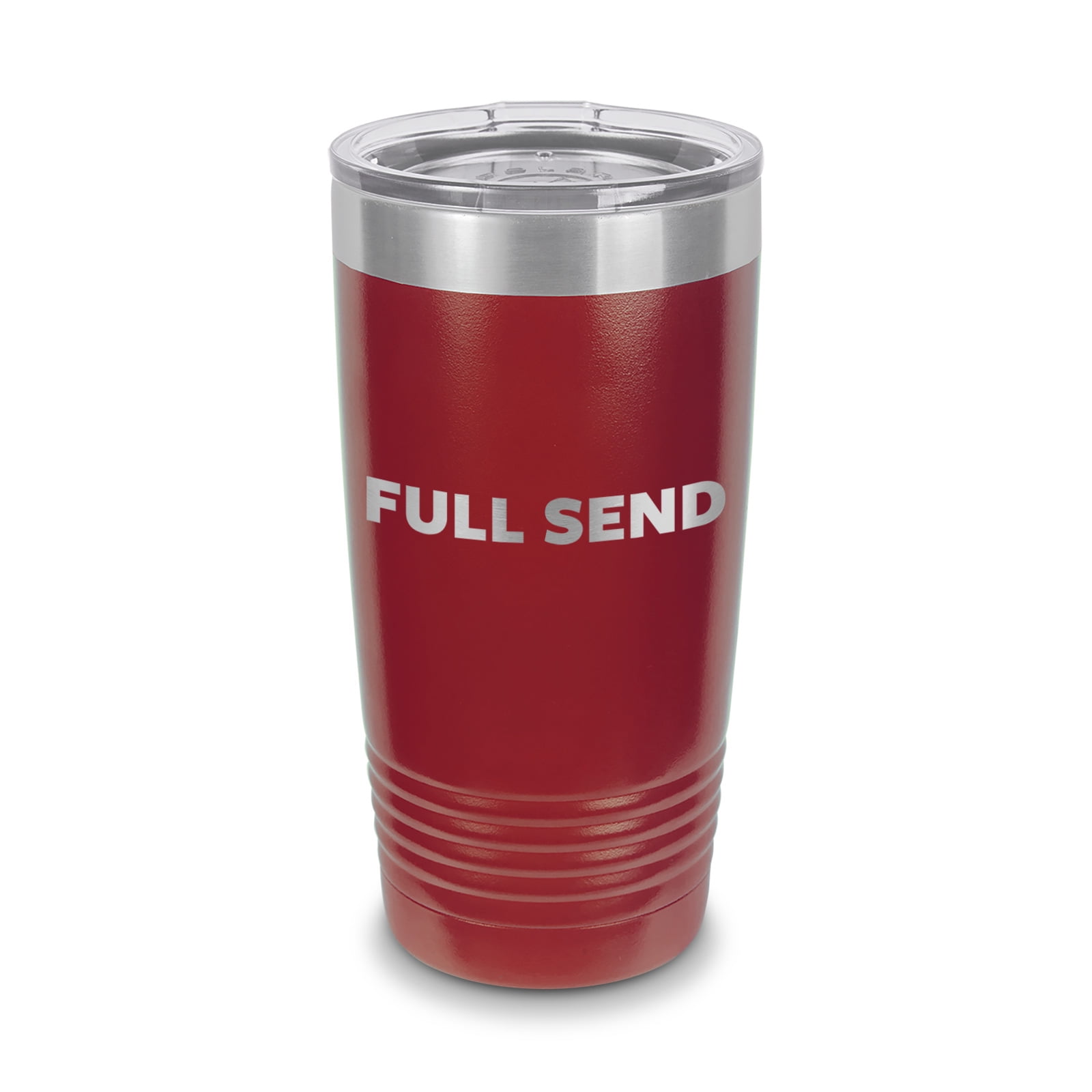 Full Send Tumbler 20 oz - Laser Engraved w/ Clear Lid - Stainless Steel ...