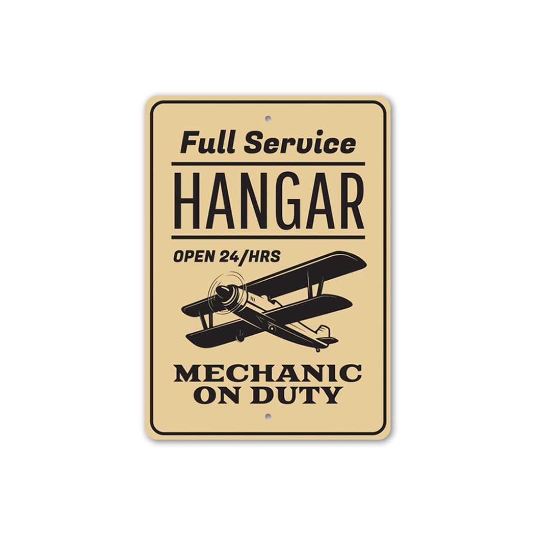 Full Service Hangar Mechanic Sign, Pilot Sign, Aviation Aluminum Metal ...