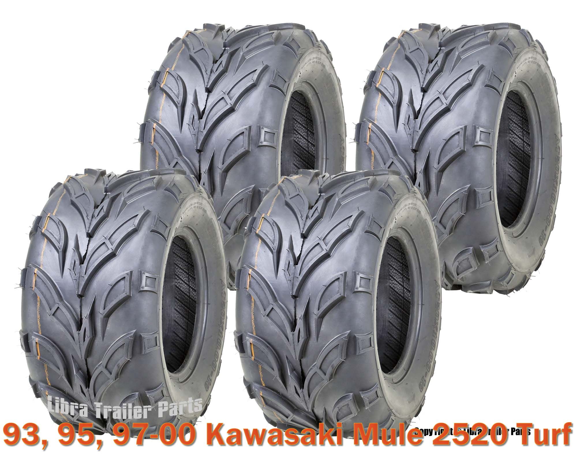 Full Set ATV Tires 20x10-10 for 93, 95, 97-00 Kawasaki Mule 2520 Turf ...