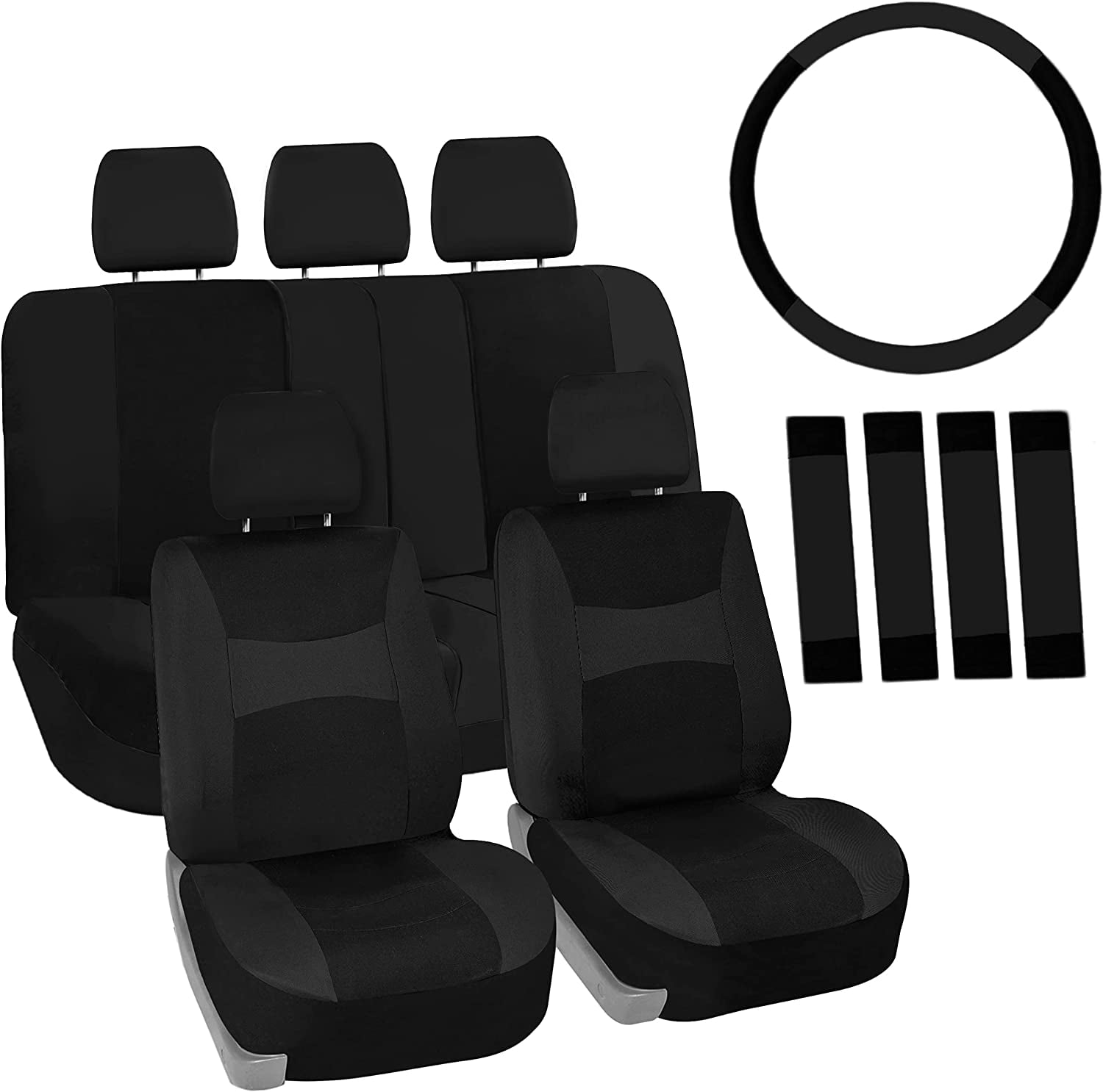 Full Set Cloth Car Seat Covers, Universal Fit Front and Split Bench ...