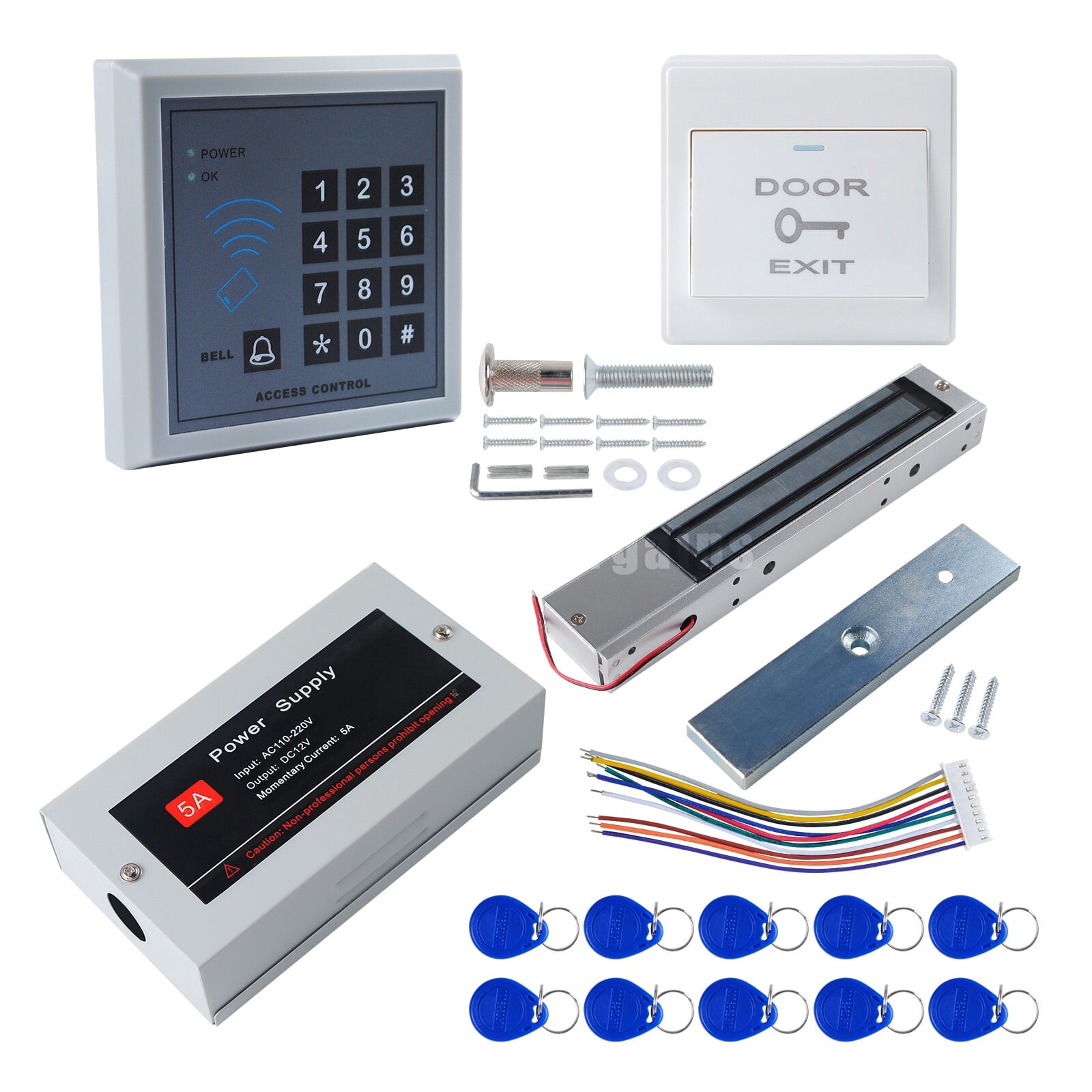 Full Set RFID Door Access Control System Kit 280kg 600LBs Electric ...
