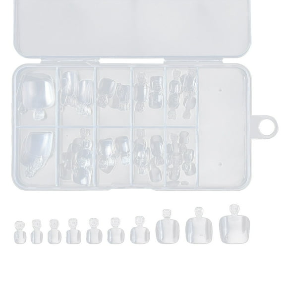 Full Set of 10 Toe Nails French Style for Easy Application - 100 False ...