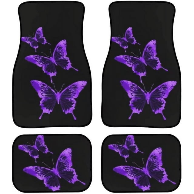Full Set of 4 Pieces Car Floor Mats Butterflies Backing Car Mats Front ...