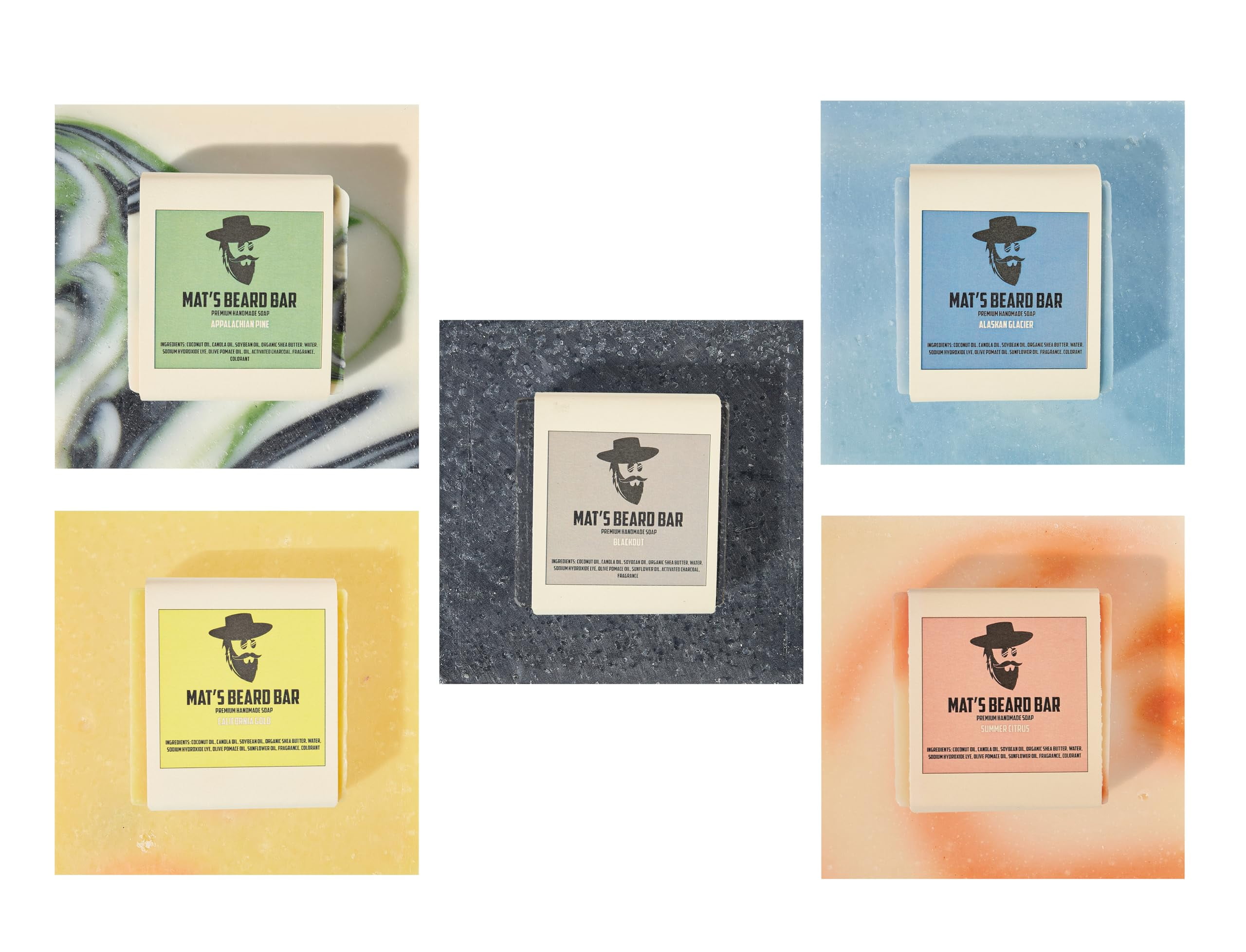 Full Set of 5 ZS23 Mat's Premium Handmade Bar Soaps - Walmart.com