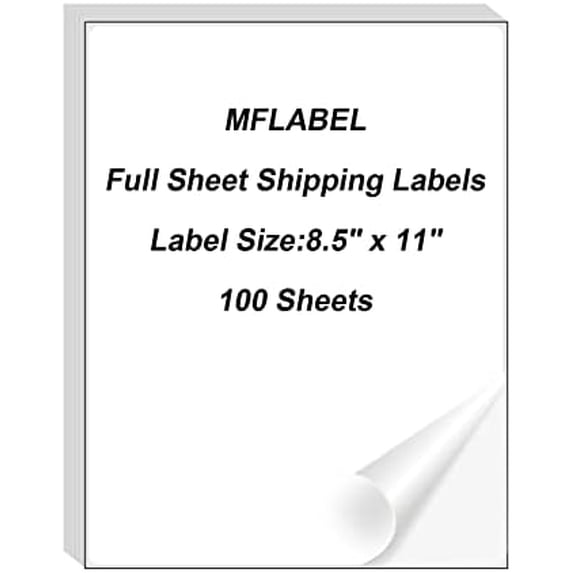 Full Sheet Matte White Labels - 8.5 x 11 Inch for Laser & Inkjet ...