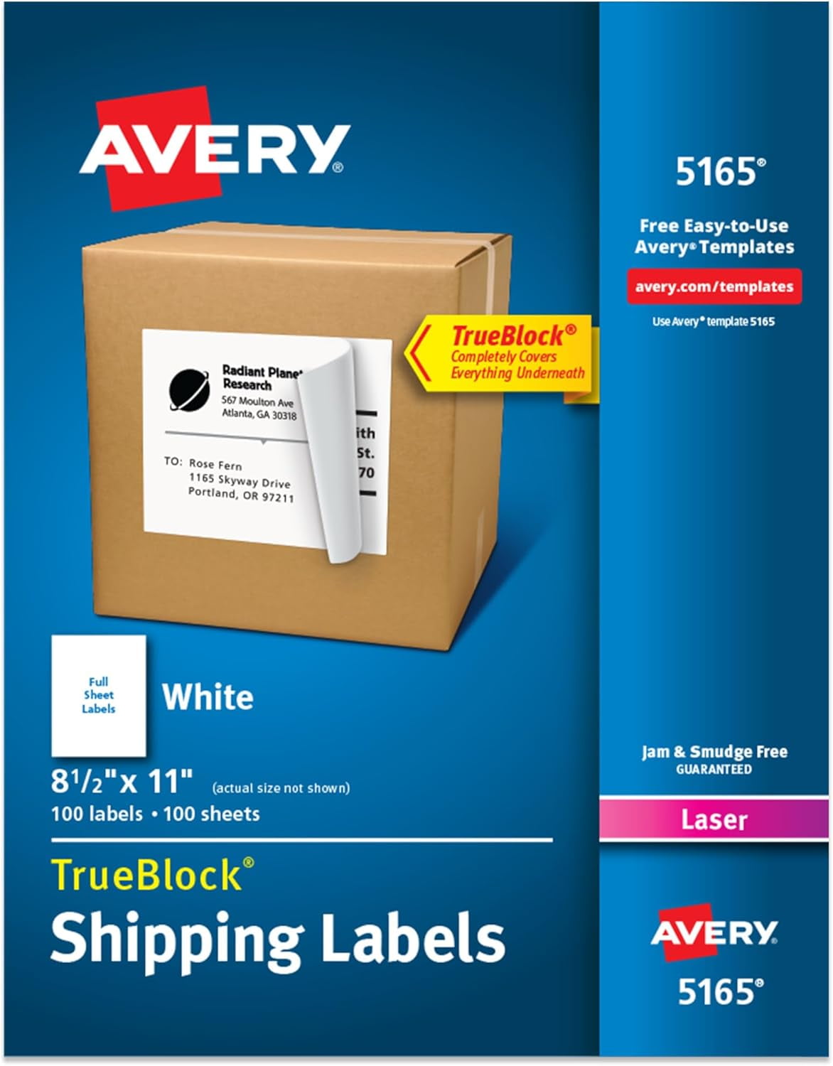 Full-Sheet Printable Shipping Labels, 8.5" x 11" Customizable Stickers ...