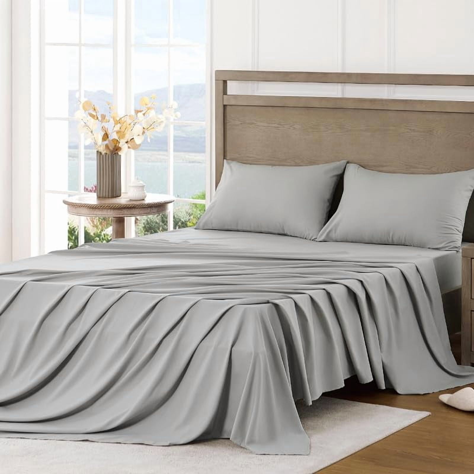 Full Sheet Set 03 - Light Grey Ultra Soft Brushedfiber Bedding ...