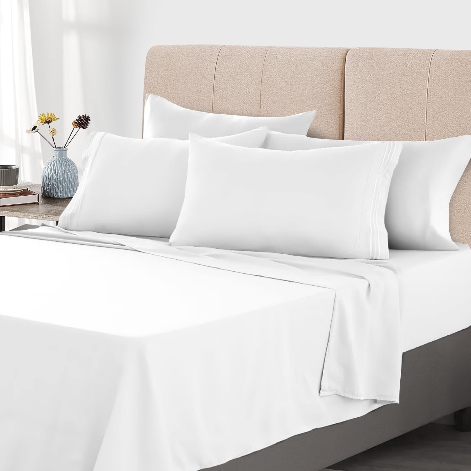 Full Sheet Set 4 Pieces, Ultra Soft Sheets for Full Size Bed, Hotel ...