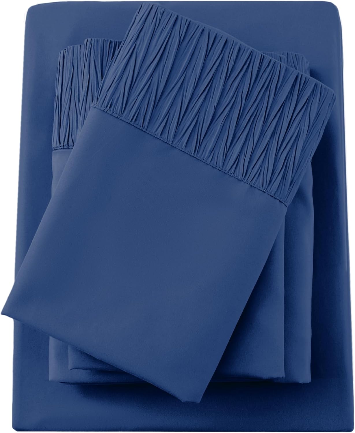 Full Sheets, Soft Microfiber Cooling Sheets for Full Bed, Navy Blue Bed ...