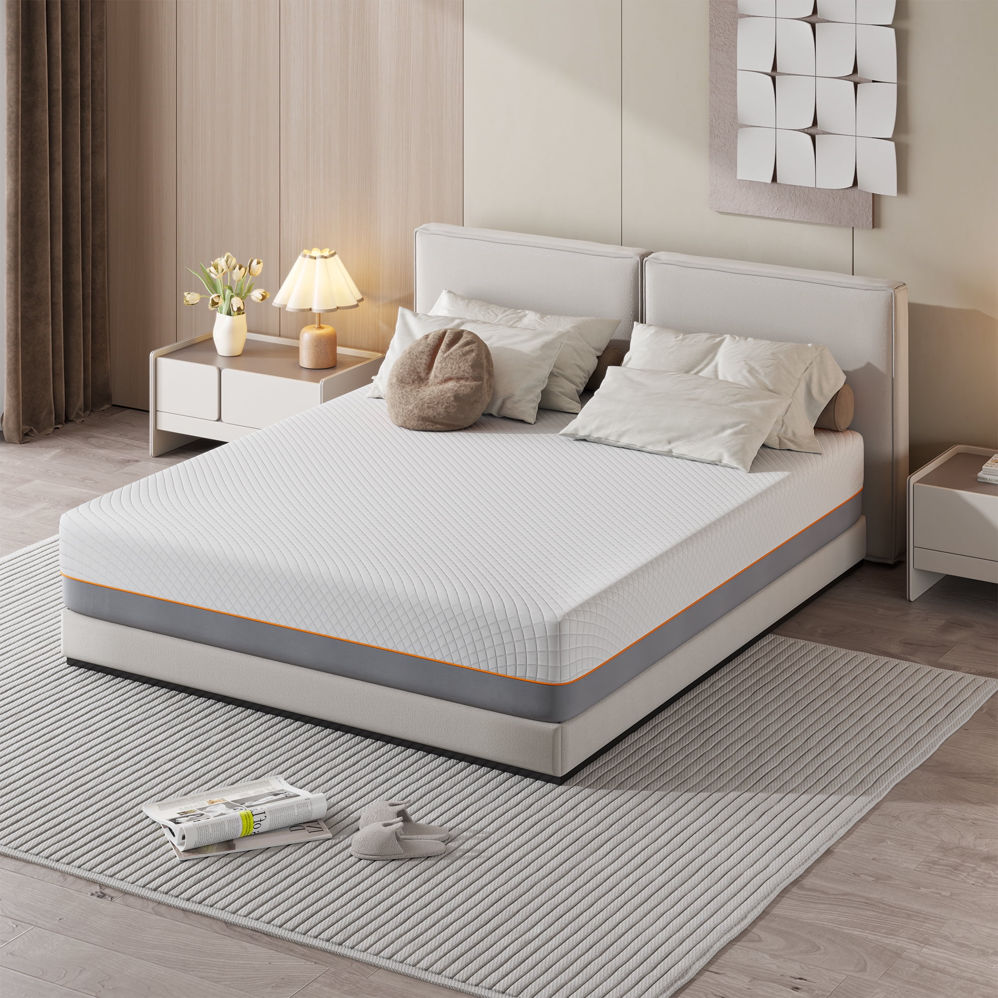 Doubleslee Full Size 12" Gel Memory Foam Mattress, Innerspring Hybrid ...