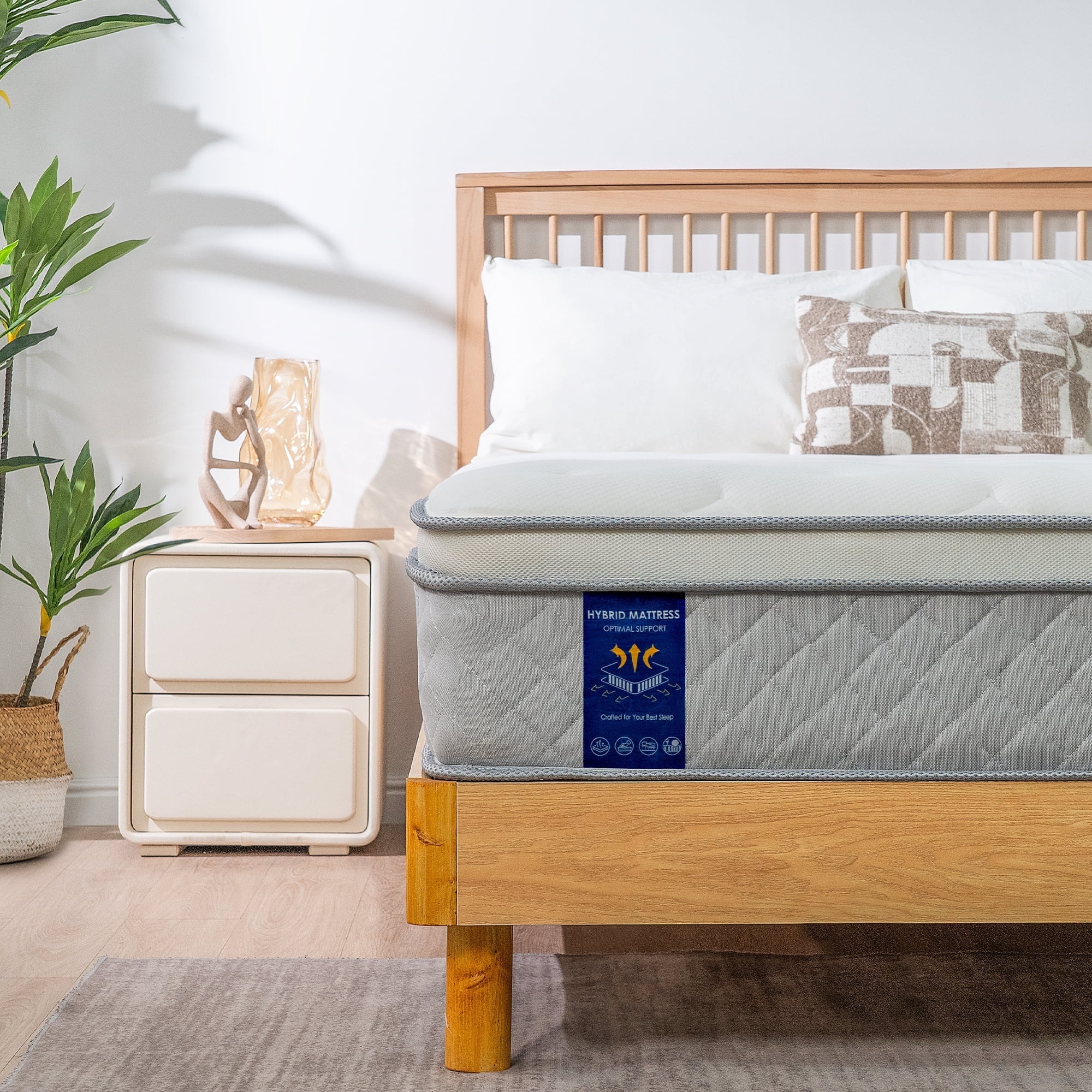 Full Size 12 Inch Hybrid Mattress, Queen Rose Mattress in a Box, with ...