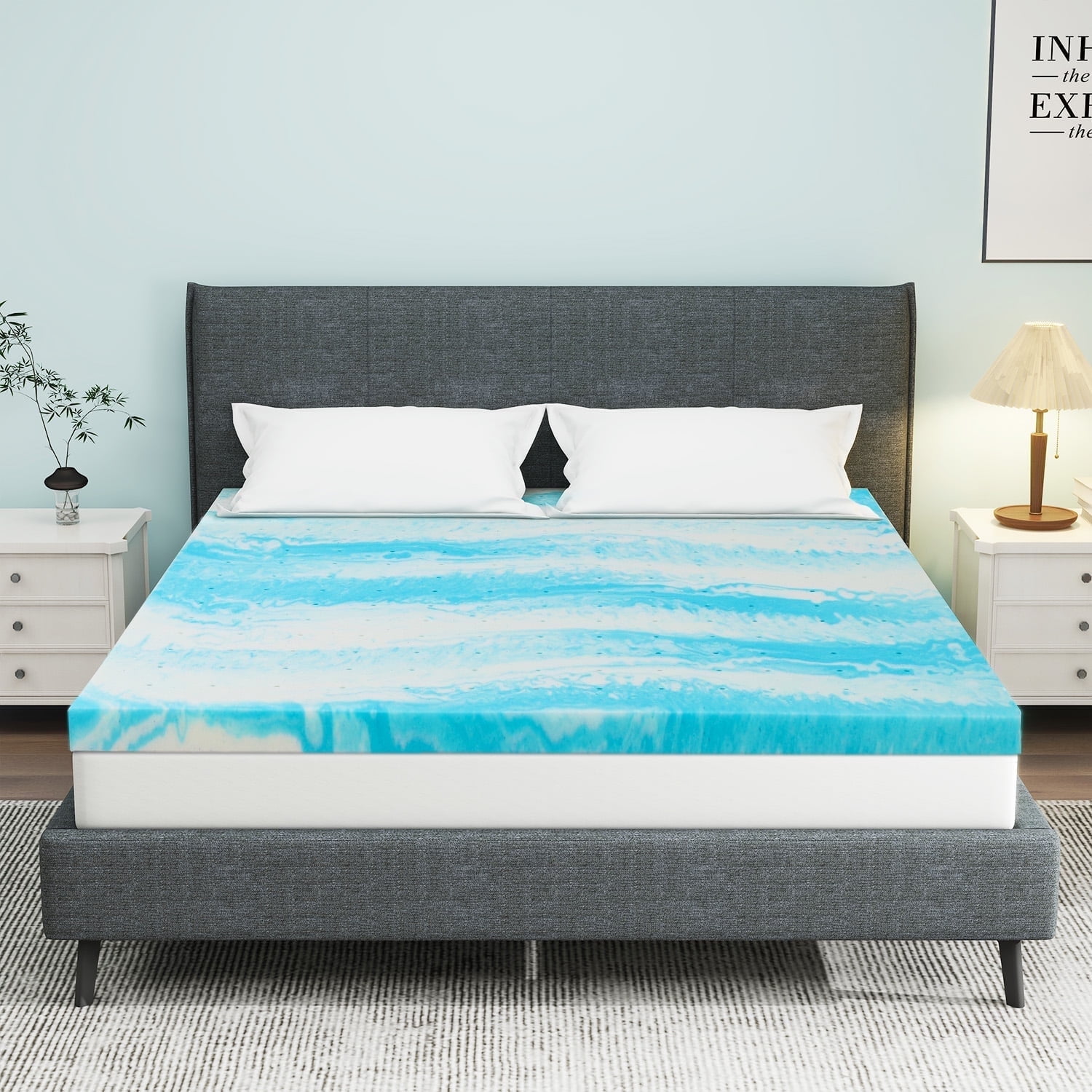 Full Size 2-inch Gel Memory Foam Mattress Topper, Cooling Bed Topper ...