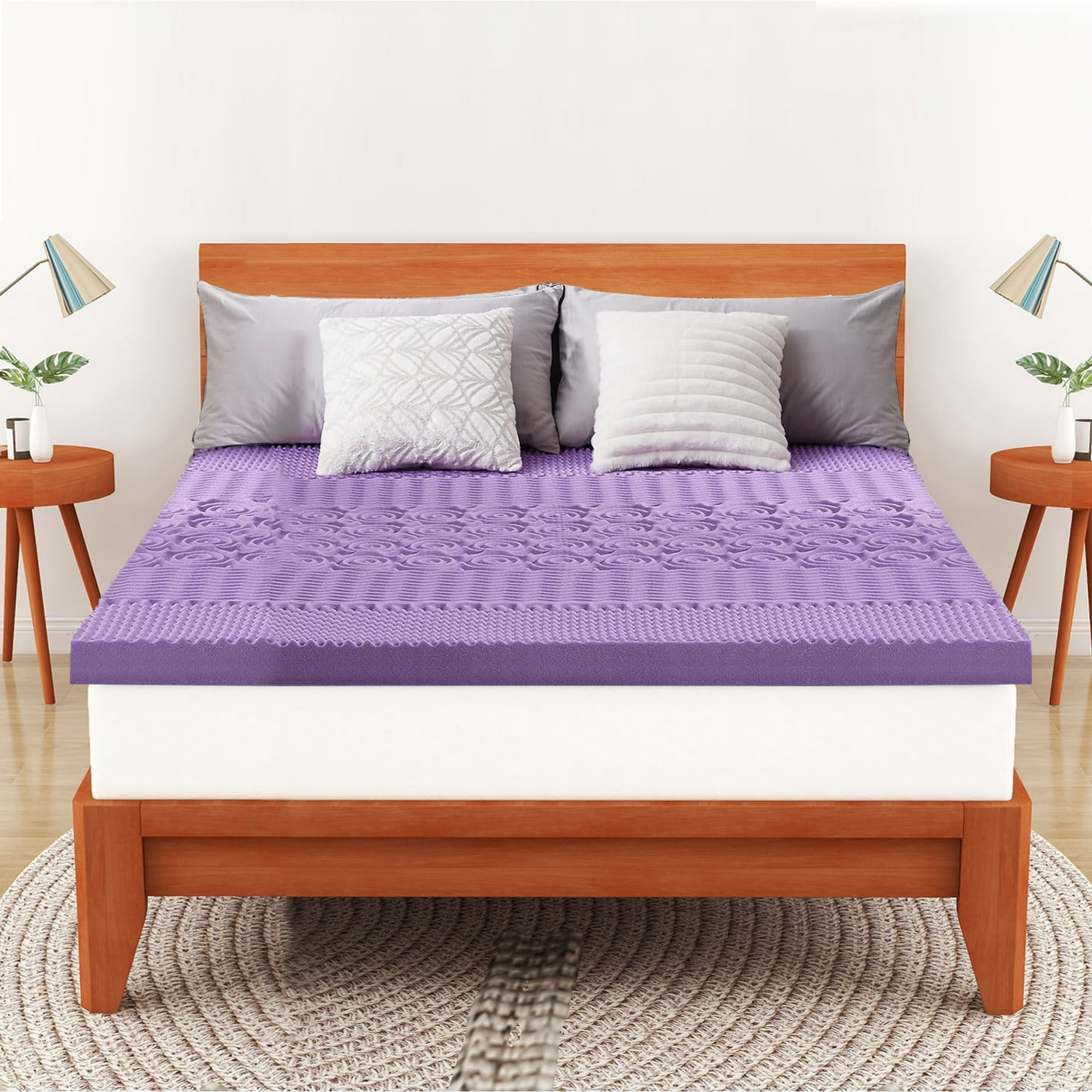High-Density Full Size 2 inch Memory Foam Topper, Soft Removable Cover ...