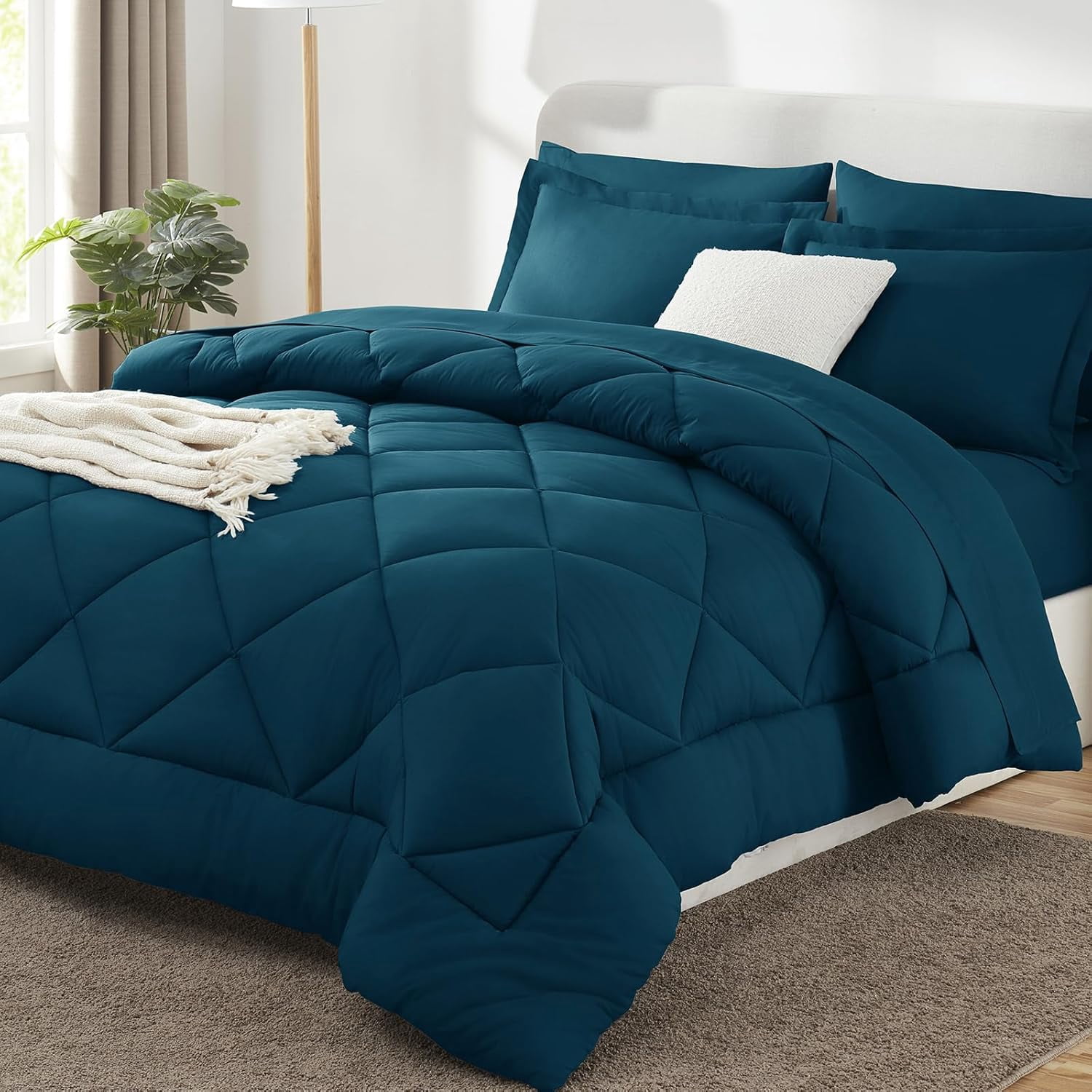 Full Size 7-Piece Comforter Set - Luxury Soft All-Season Bedding with ...