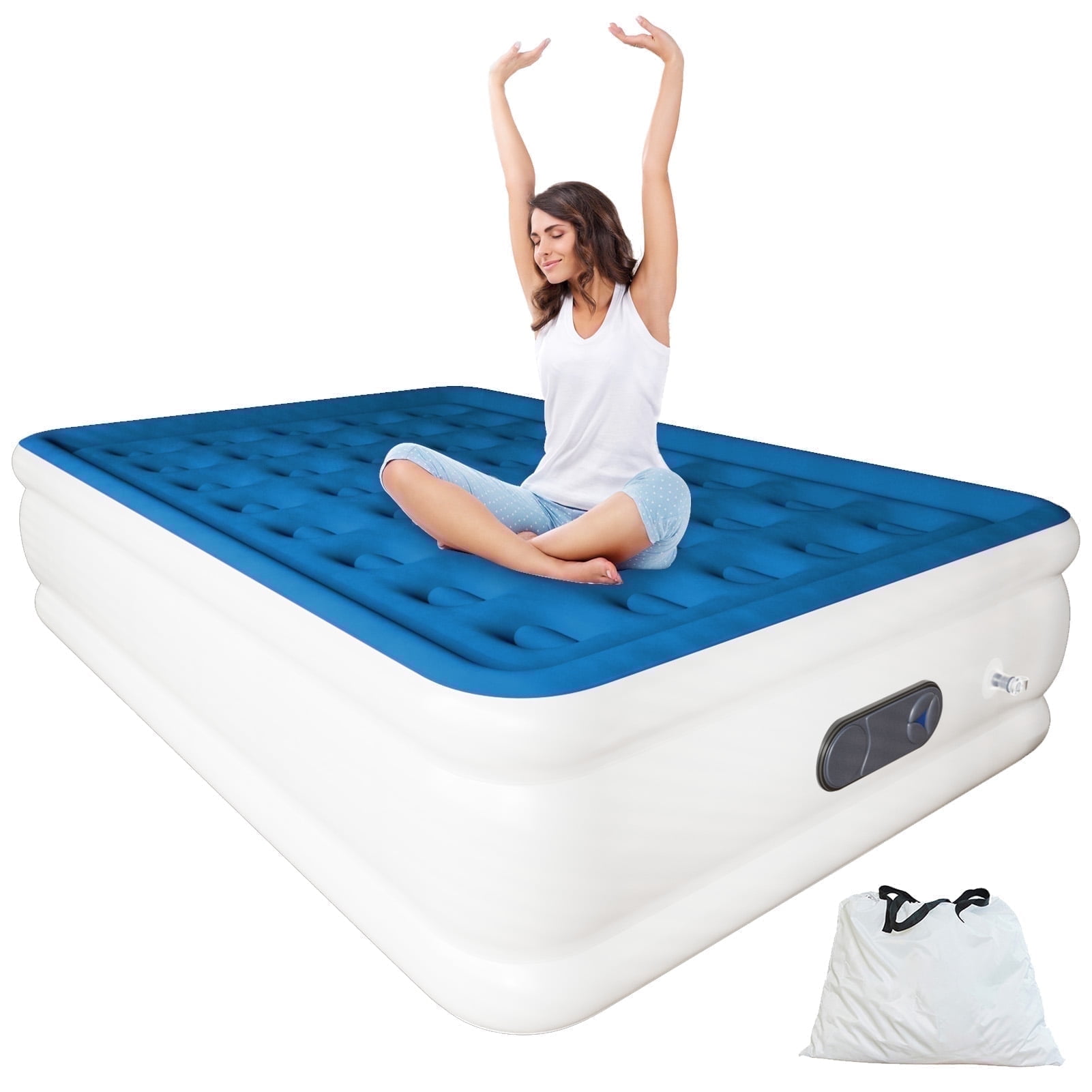 Full Size Air Mattress with Built in Pump,High Portable 18" Inflatable ...